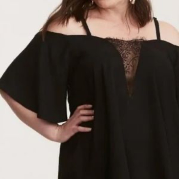 torrid | Tops | Torrid Lace Inset Cold Shoulder Top Size X | Poshmark